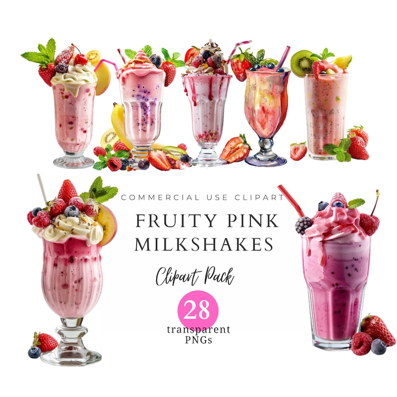 Fruity Pink Milkshakes PNG, Clip Arts for Commercial Use, Nursery Art ...