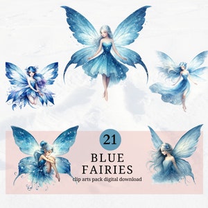 Blue Fairies Clip Art Pack - High Resolution, Commercial Use, Fantasy ...