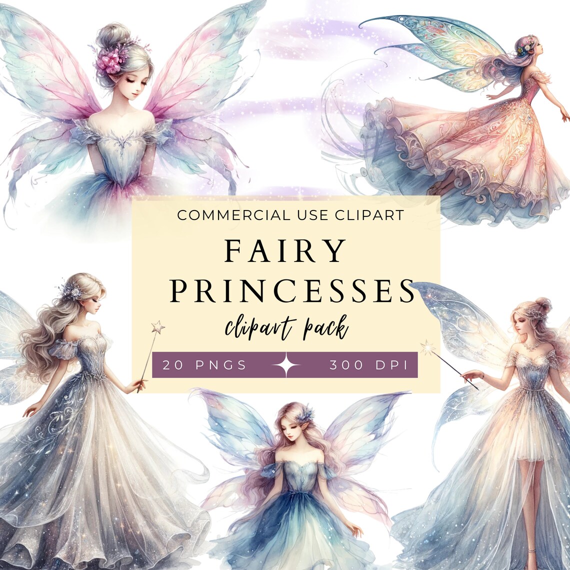 Fairy Princess Clip Art Pack, Commercial Use Clipart, Fairies, Fairy ...
