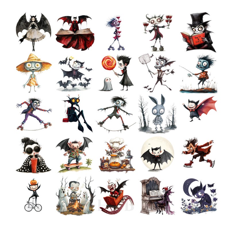 Quirky Vampires Clip Art Pack, Halloween Clipart, Commercial Use, PNG ...