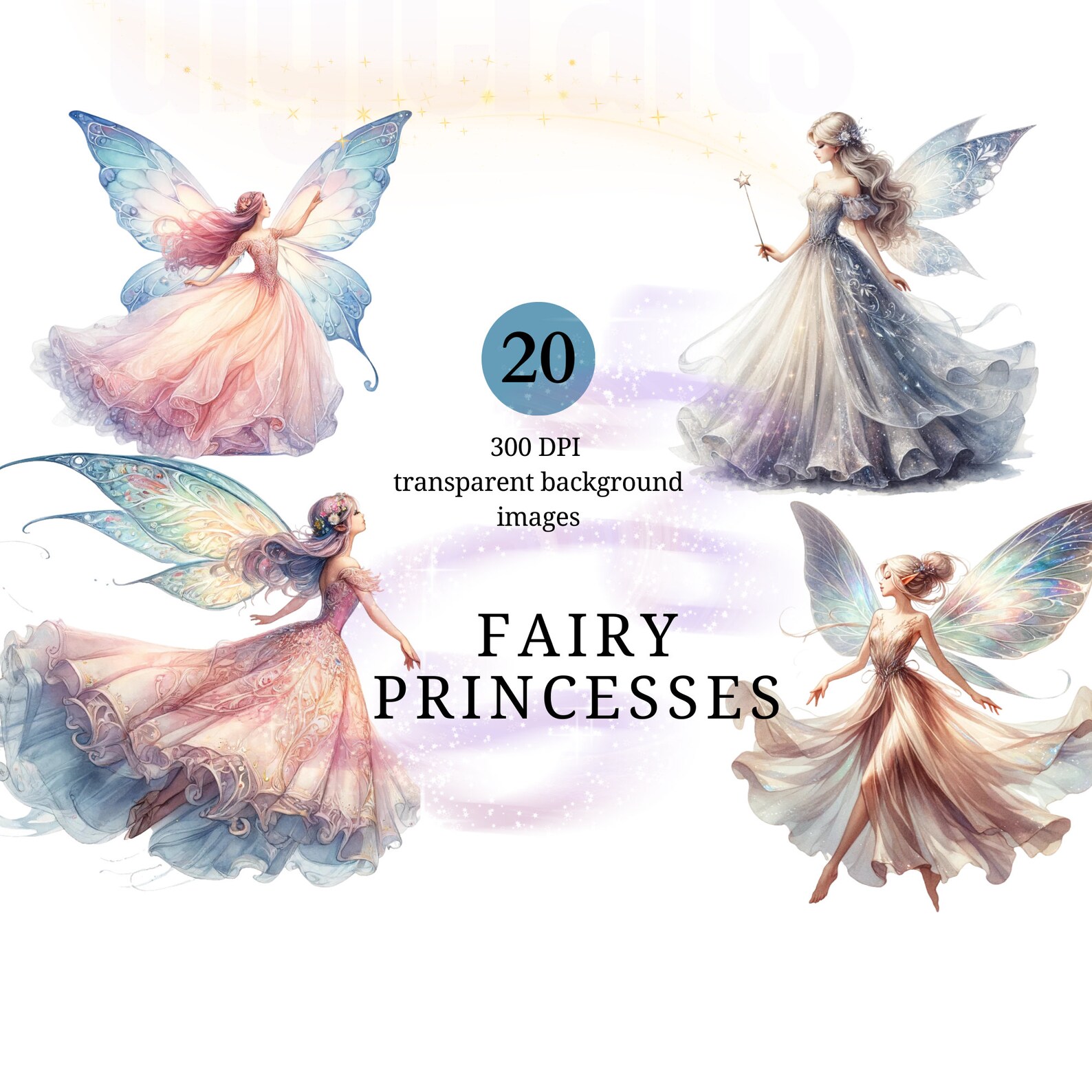 Fairy Princess Clip Art Pack, Commercial Use Clipart, Fairies, Fairy ...