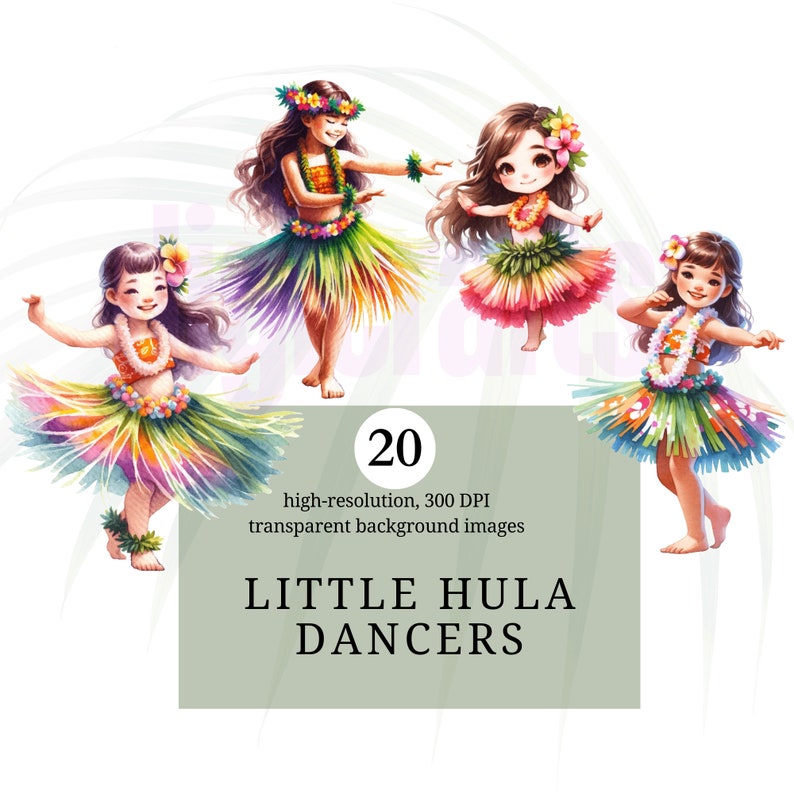 Little Hula Dancers Clip Art Pack, Commercial Use, Hawaiian Hula ...