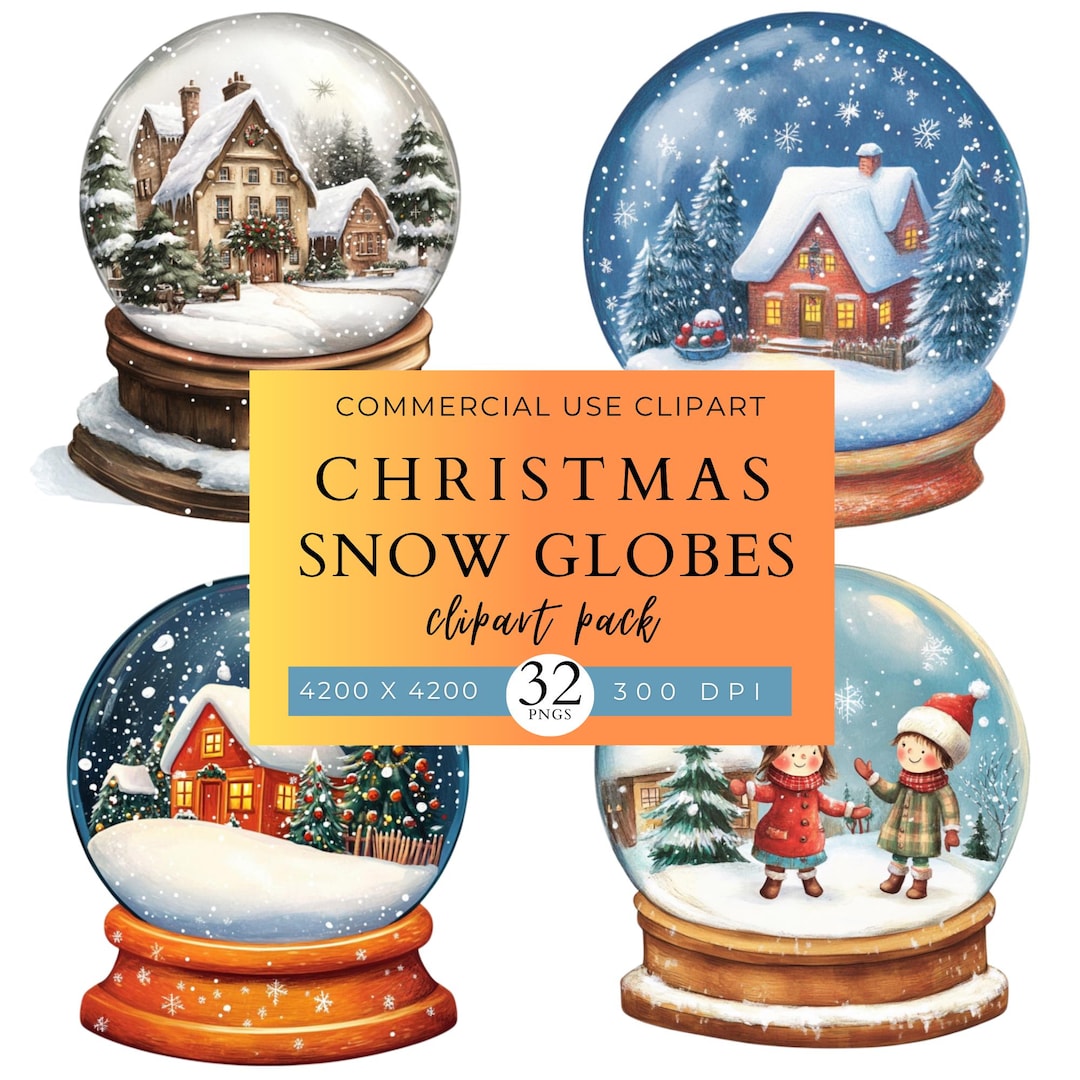 Christmas Snow Globes Clip Art Pack, Commercial Use, Festive ...