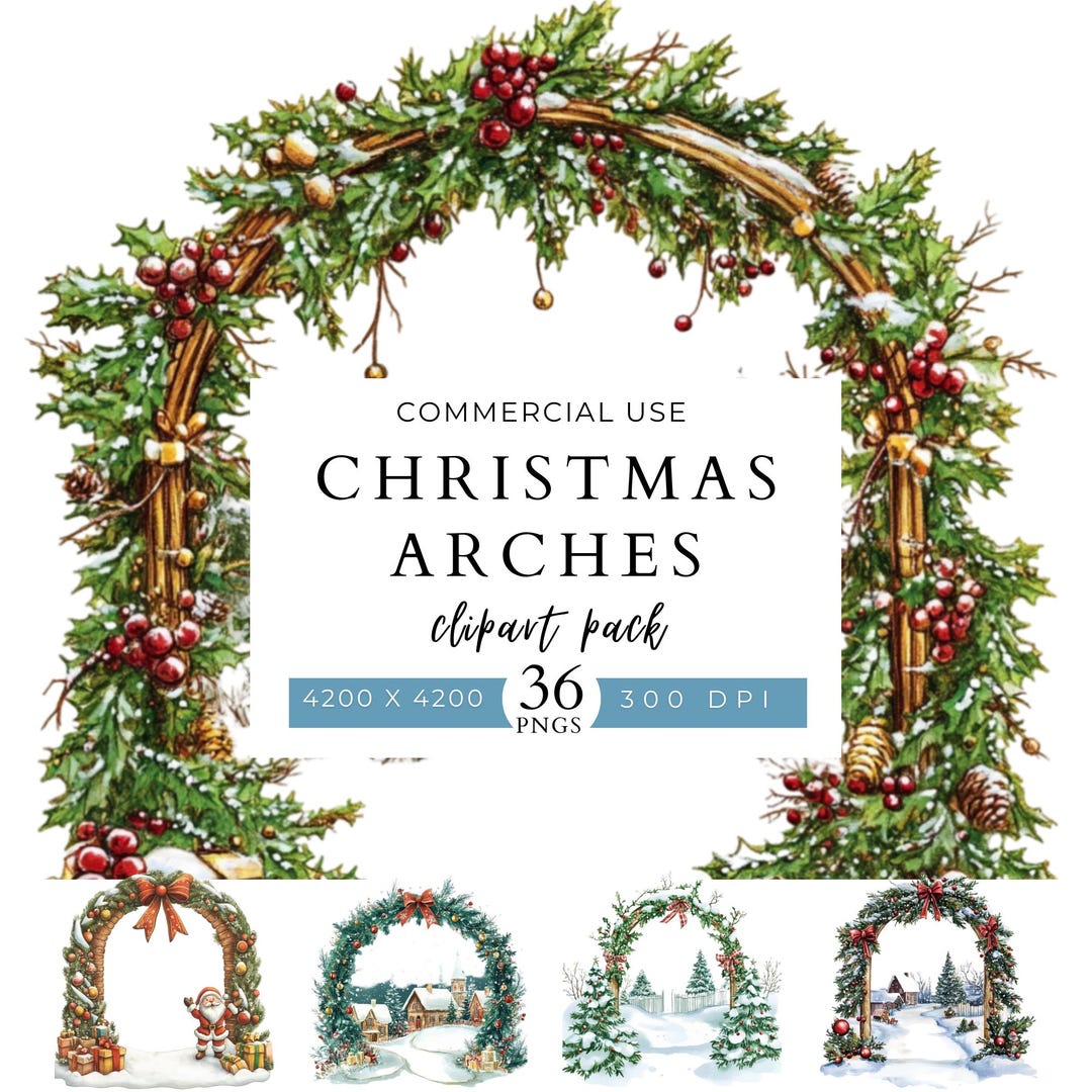 Christmas Arches Clip Art Pack, PNG Files, Holiday Projects, Festive ...