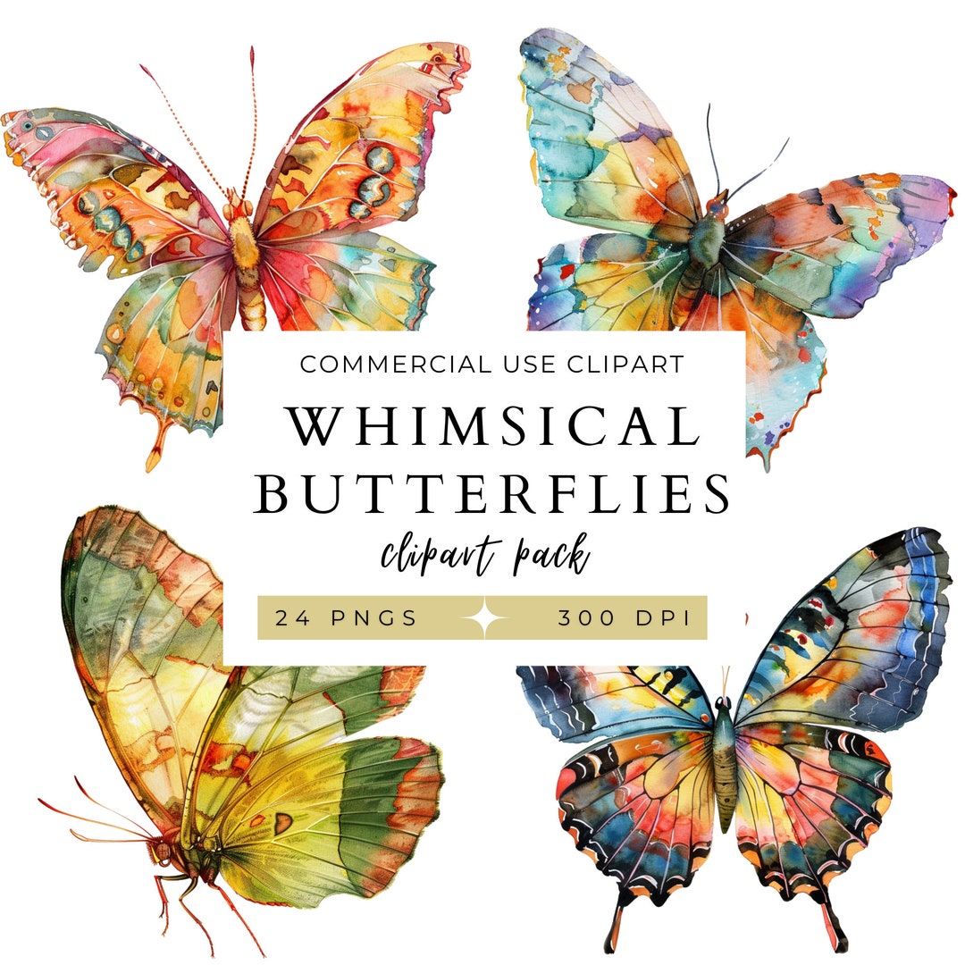 Whimsical Butterfly Clip Art: Tropical PNG Graphics (commercial Use) - Etsy