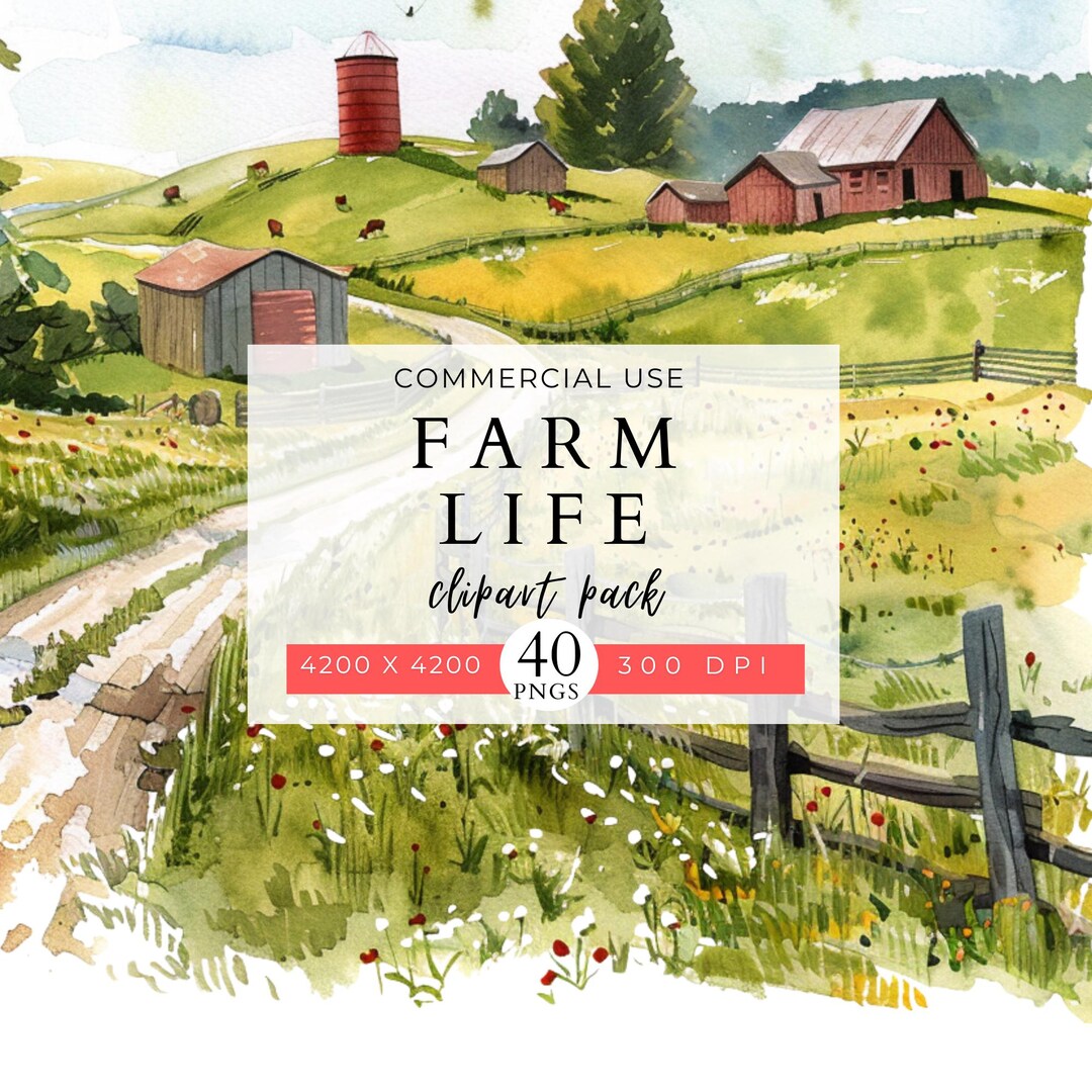 Farm Life Clip Art: 40 Rustic PNG Illustrations (commercial Use) - Etsy