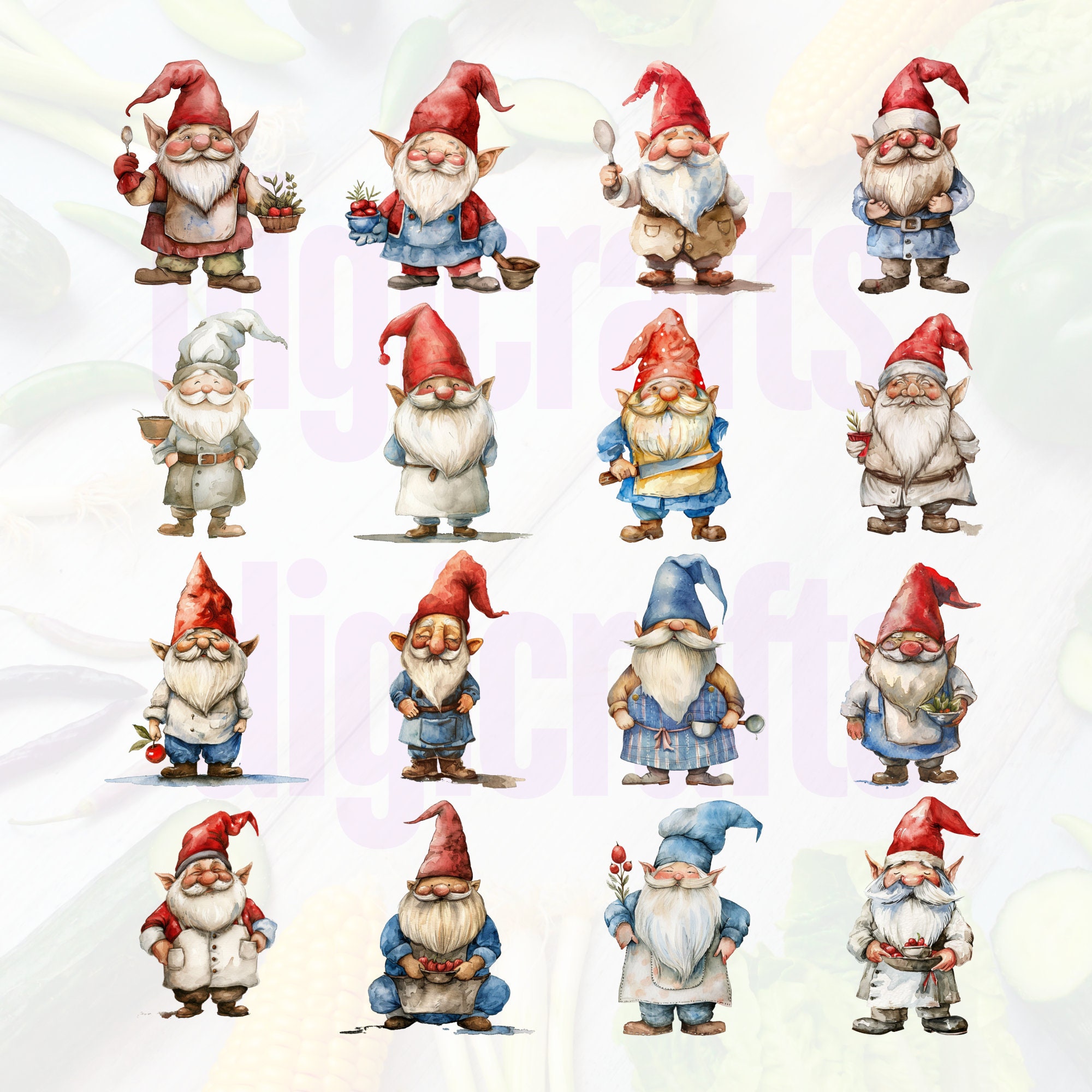 Gnome Chefs Clip Art Pack, Commercial Use, Fairy Tales, Gnome ...