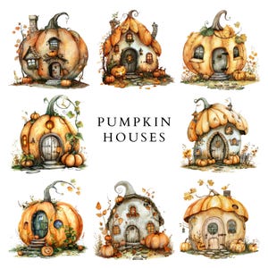 Pumpkin Fairy Houses Clip Art Pack, Commercial Use, Fall Season, Autumn ...