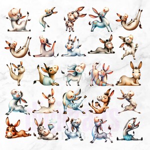 Quirky Donkeys Clip Art Pack, Donkey Stickers, Whimsical, Funny Donkeys ...