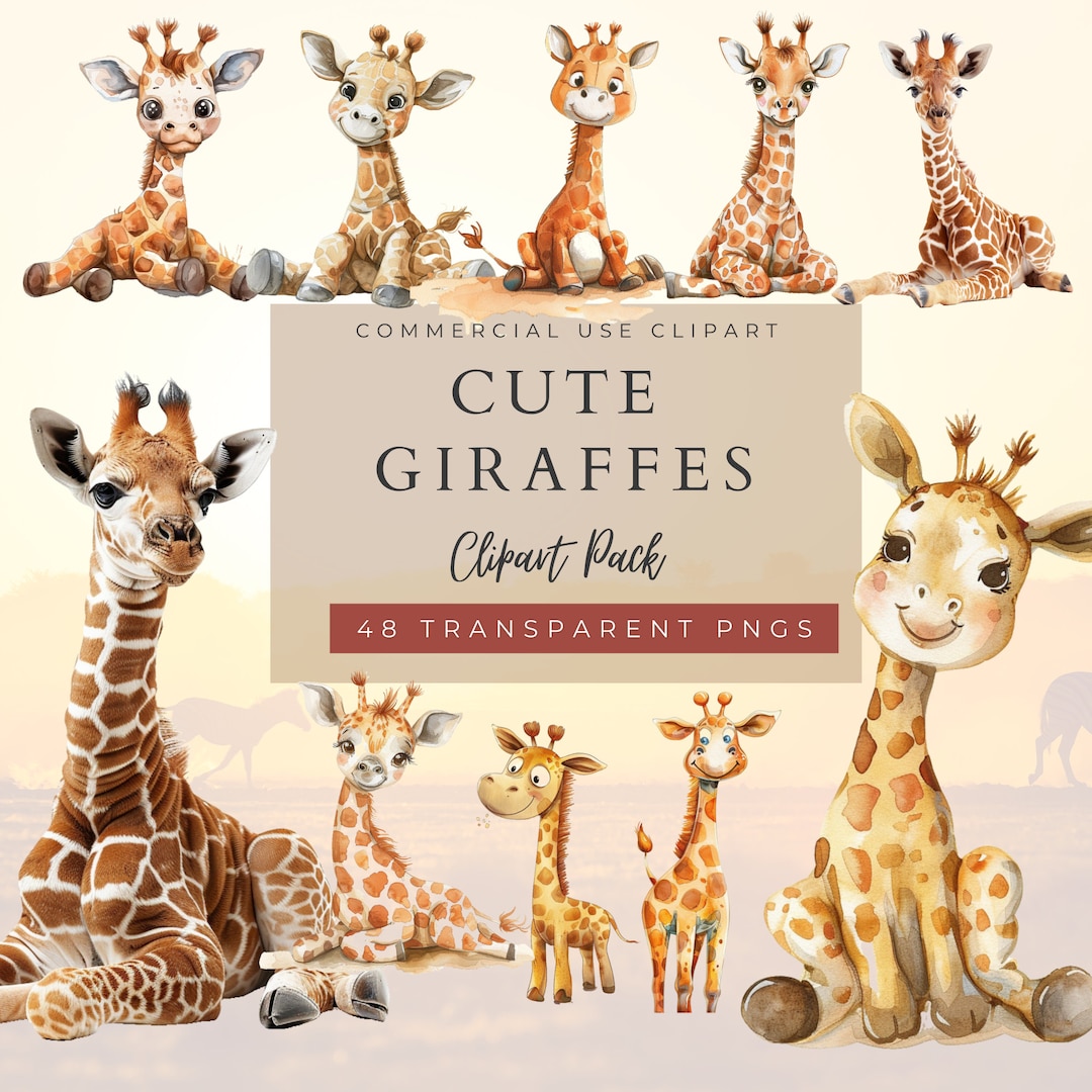 Cute Giraffes Clip Art Pack, Commercial Use, Safari Animals, Baby ...