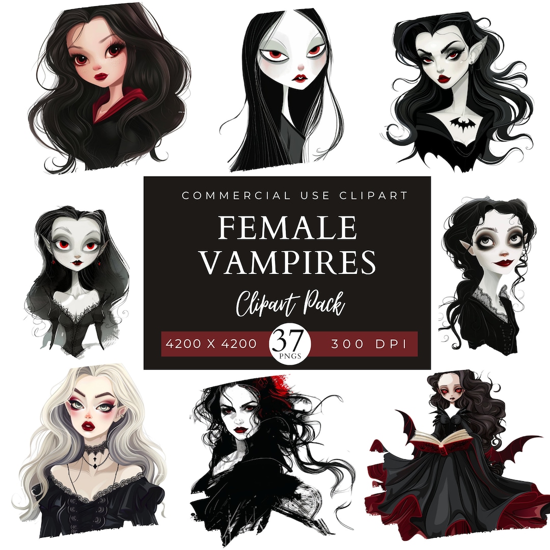 Female Vampires Clip Art Pack, Halloween Clipart, Commercial Use, PNG ...