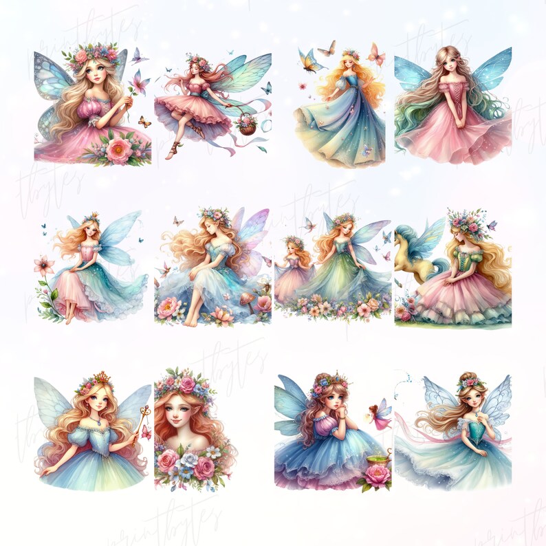 Fairy Princess Clip Art Pack, Commercial Use Clipart, Fairies, Fairy ...