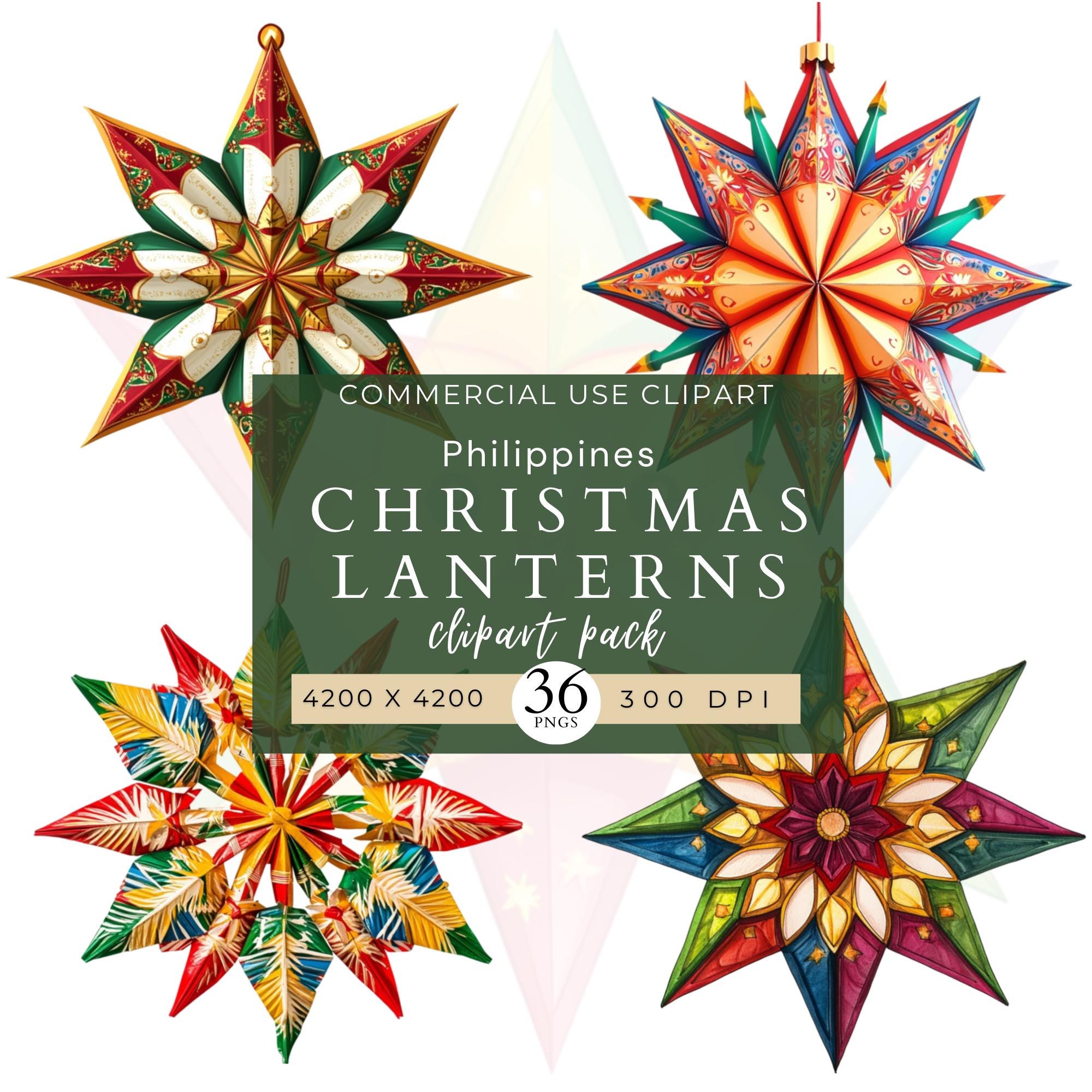 Christmas Lantern Clip Art Pack, Philippines Parol, Commercial Use ...