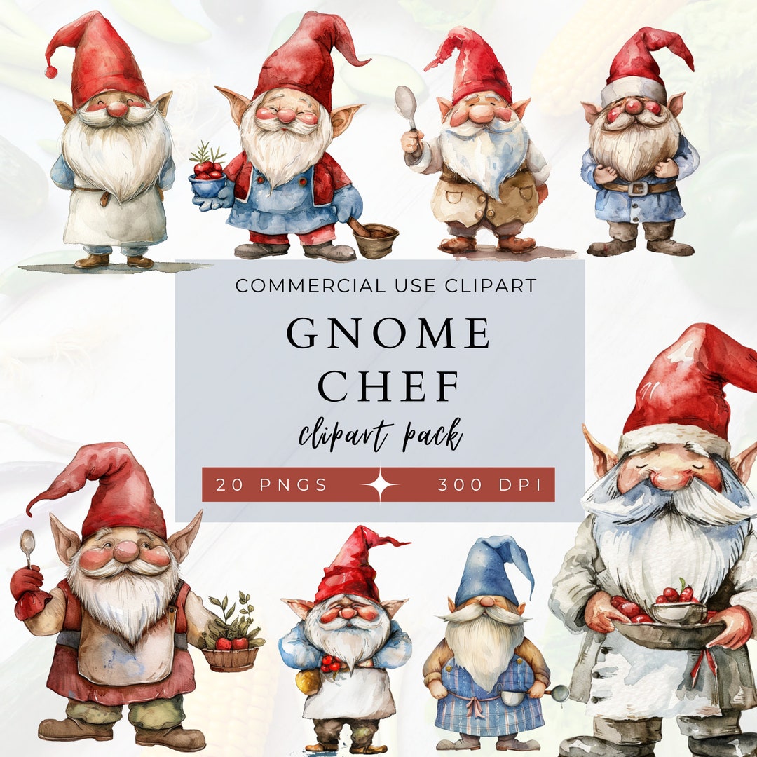 Gnome Chefs Clip Art Pack, Commercial Use, Fairy Tales, Gnome ...