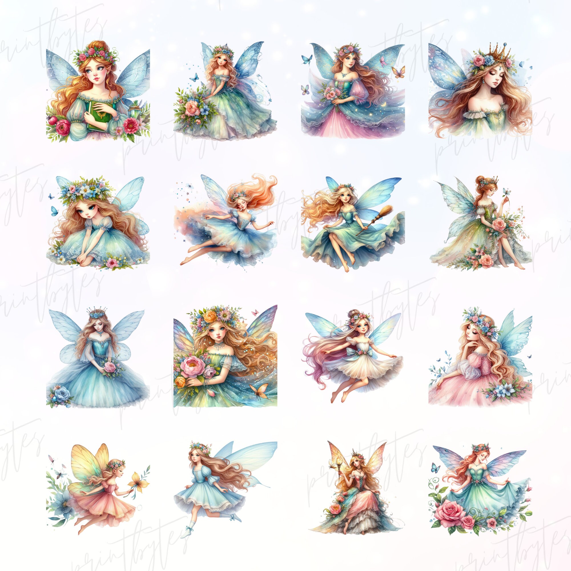 Fairy Princess Clip Art Pack, Commercial Use Clipart, Fairies, Fairy ...