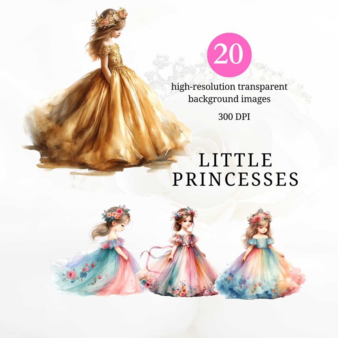 Little Princesses Clip Art Pack, Commercial Use, Fairy-tale Princess ...