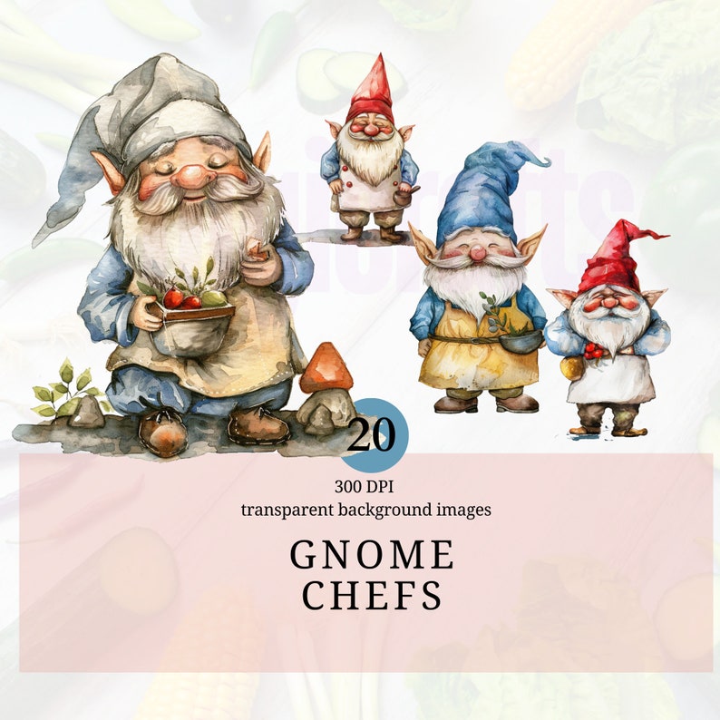 Gnome Chefs Clip Art Pack, Commercial Use, Fairy Tales, Gnome ...