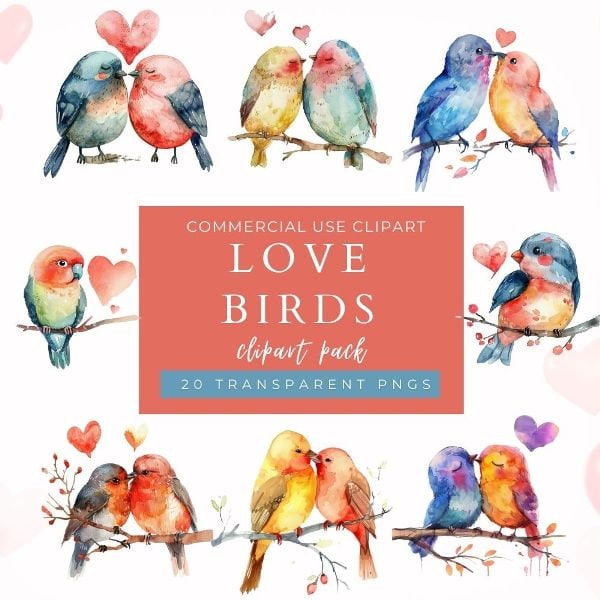 Love Birds Clip Art - Etsy