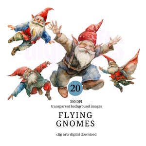 Flying Gnomes Clip Art Pack, Commercial Use, Fairy Tales, Gnome ...