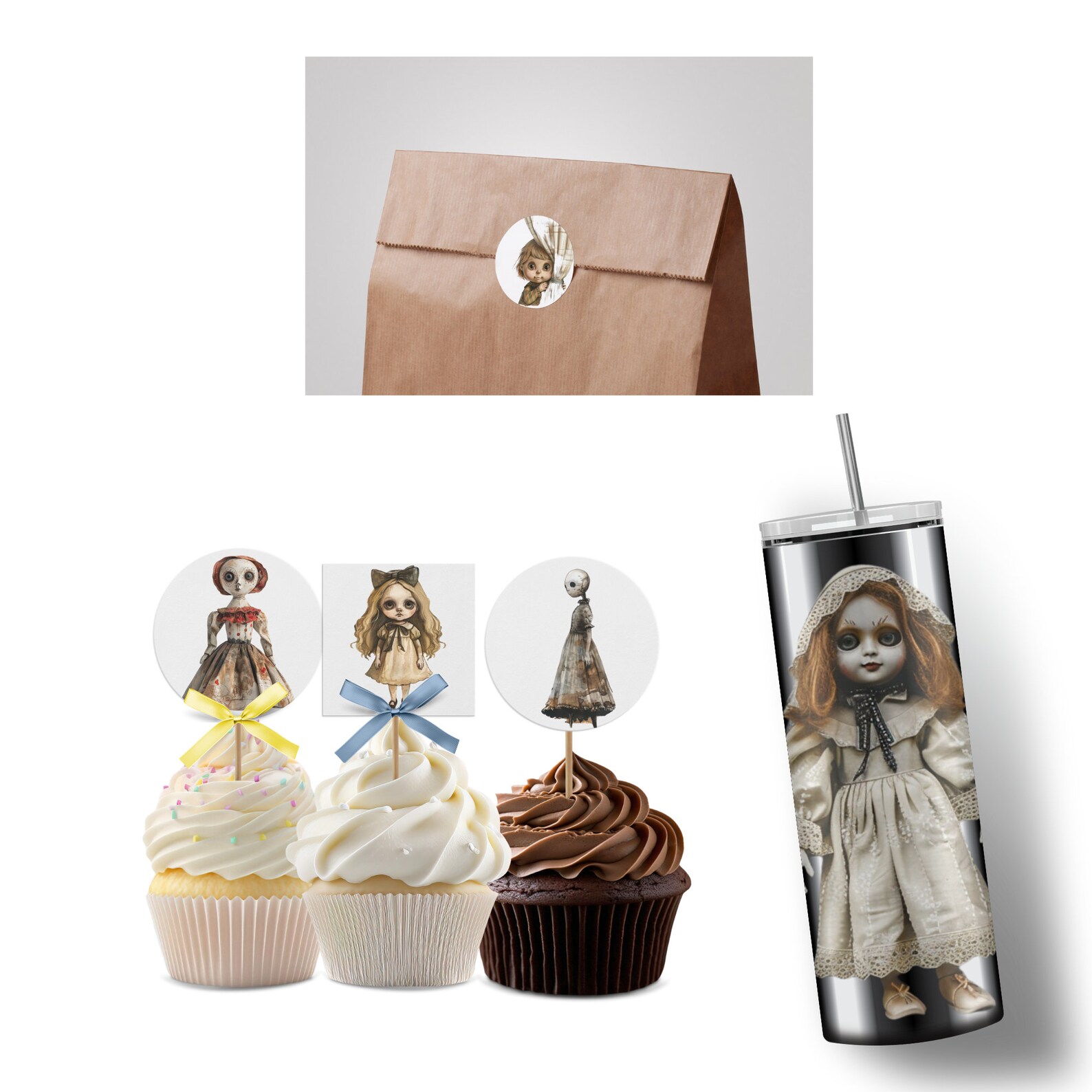 Creepy Dolls Clip Art Pack, Halloween Clipart, Commercial Use, PNG ...