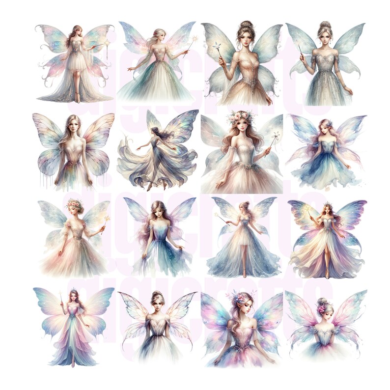 Fairy Princess Clip Art Pack, Commercial Use Clipart, Fairies, Fairy ...