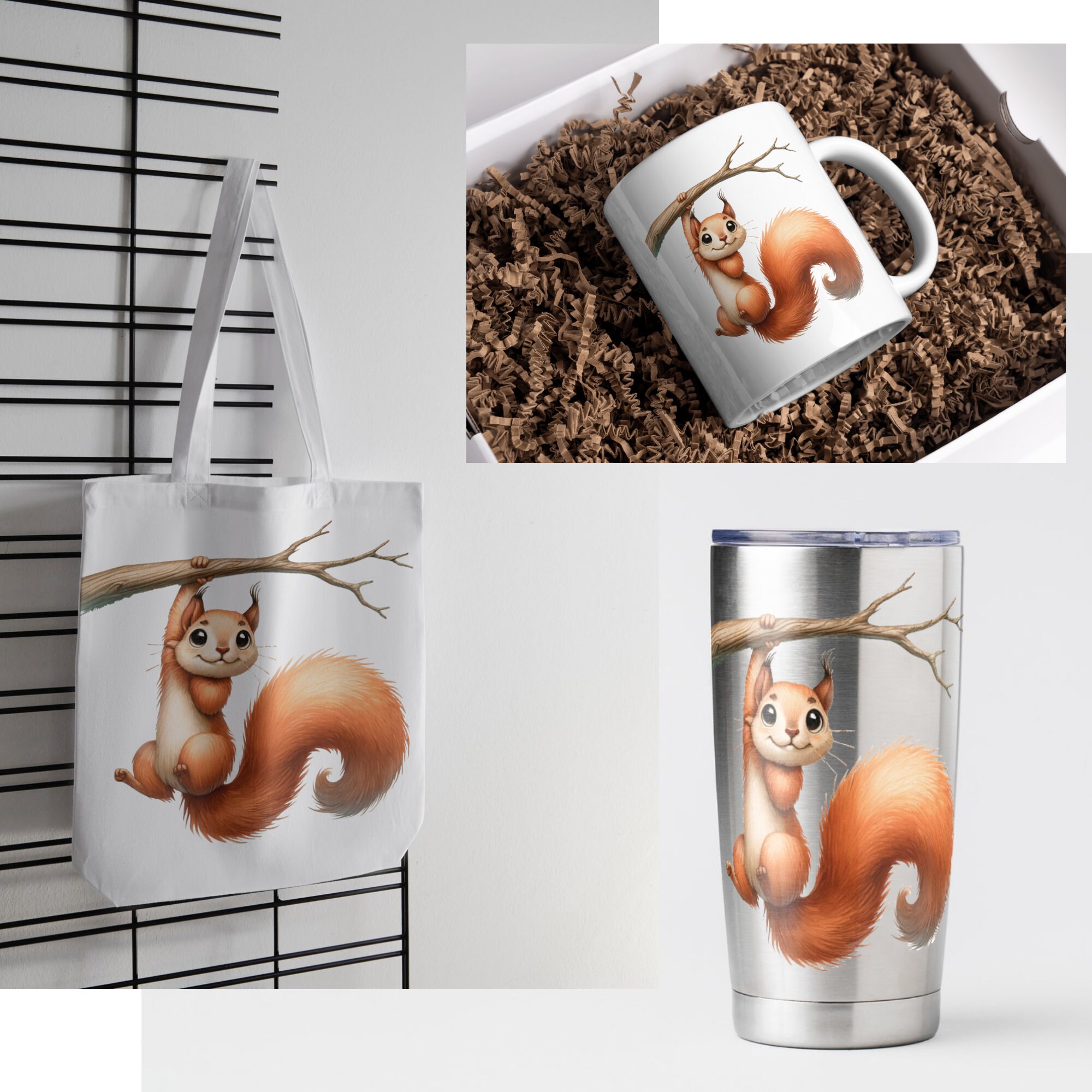 Quirky Squirrel Clip Art Pack, Squirrel Stickers, Whimsical, Funny ...