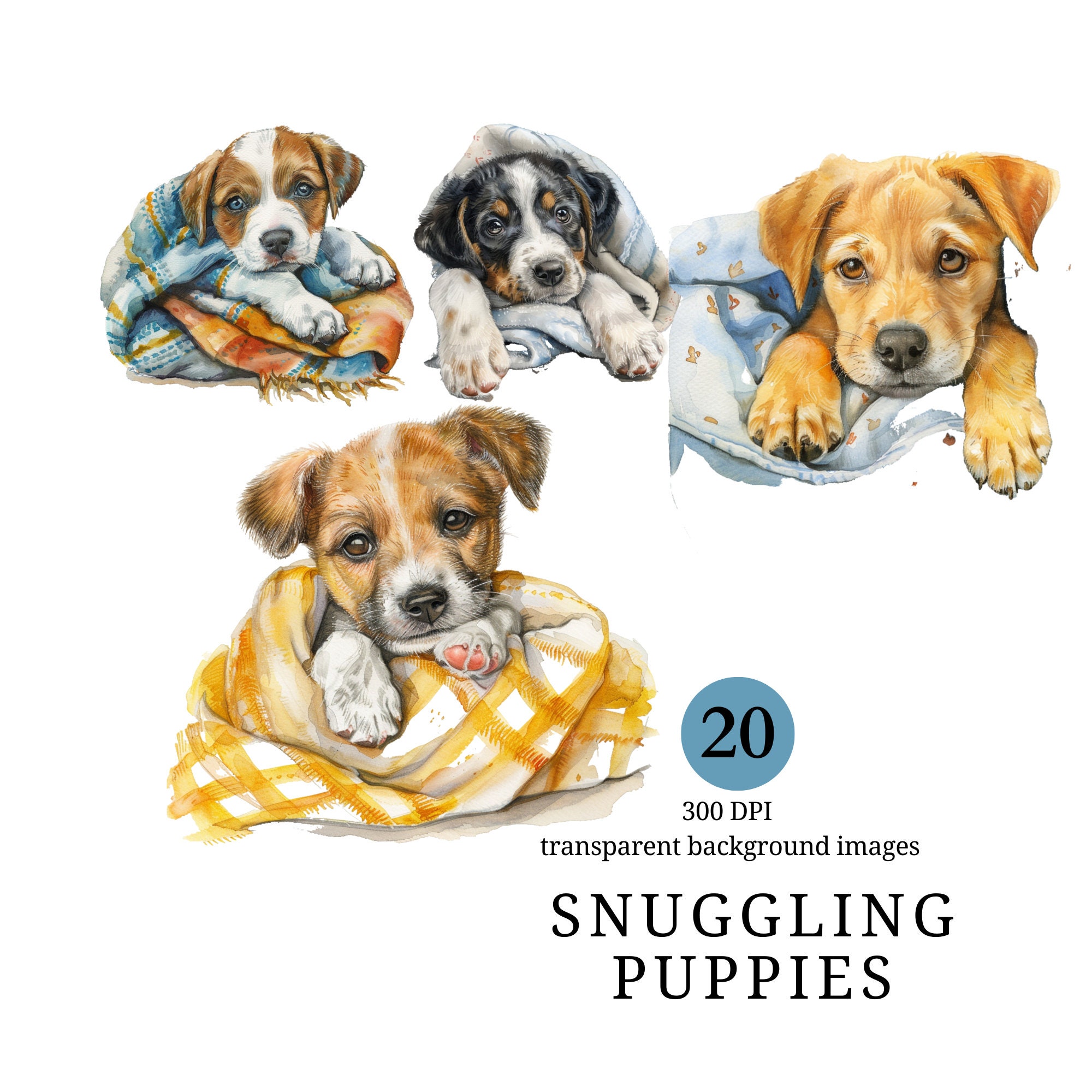 Puppy Snuggles Clip Art Pack, Commercial Use, Dog Graphics, Animal ...