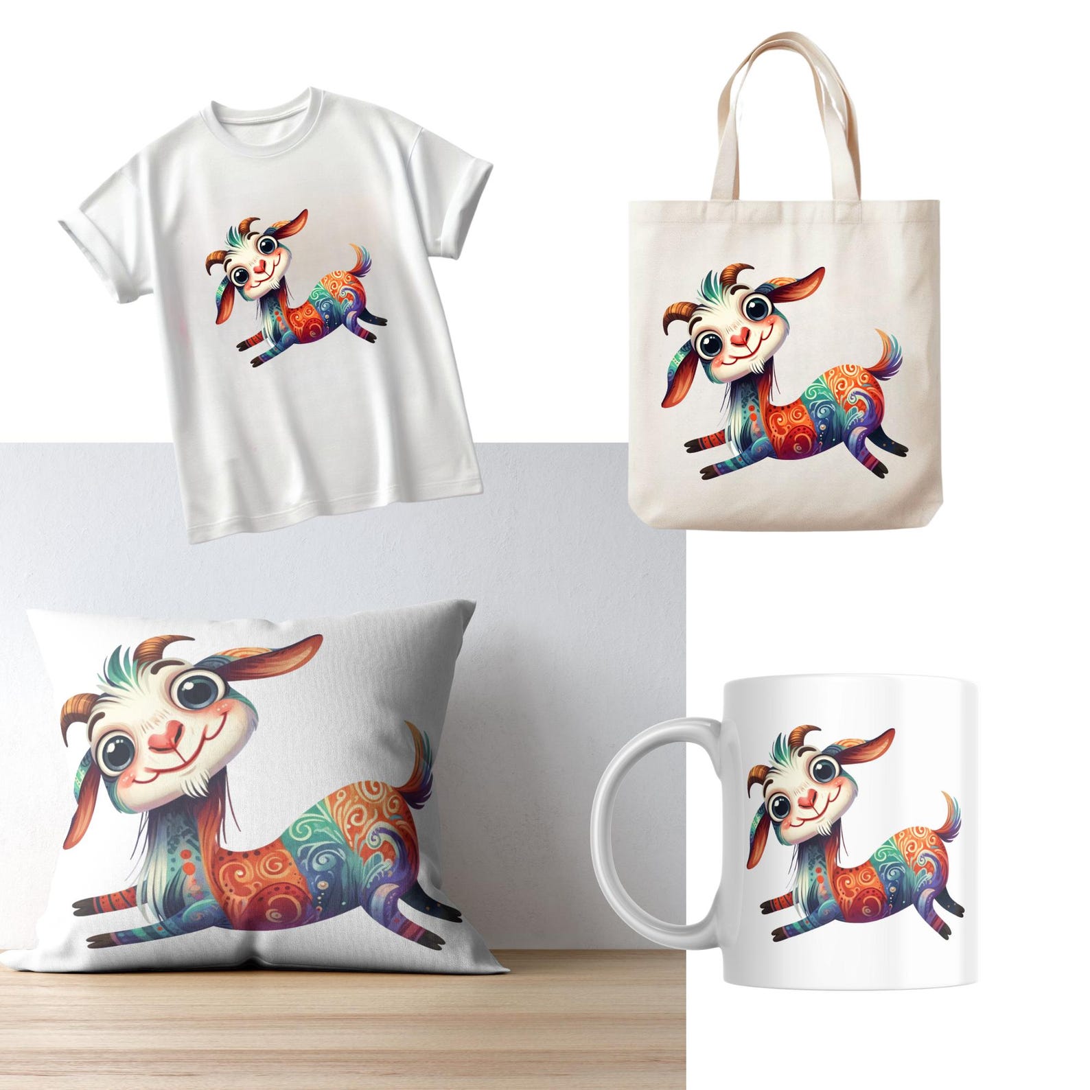 Quirky Goat Clip Art Pack, Goat Stickers, Whimsical, Funny Goat ...