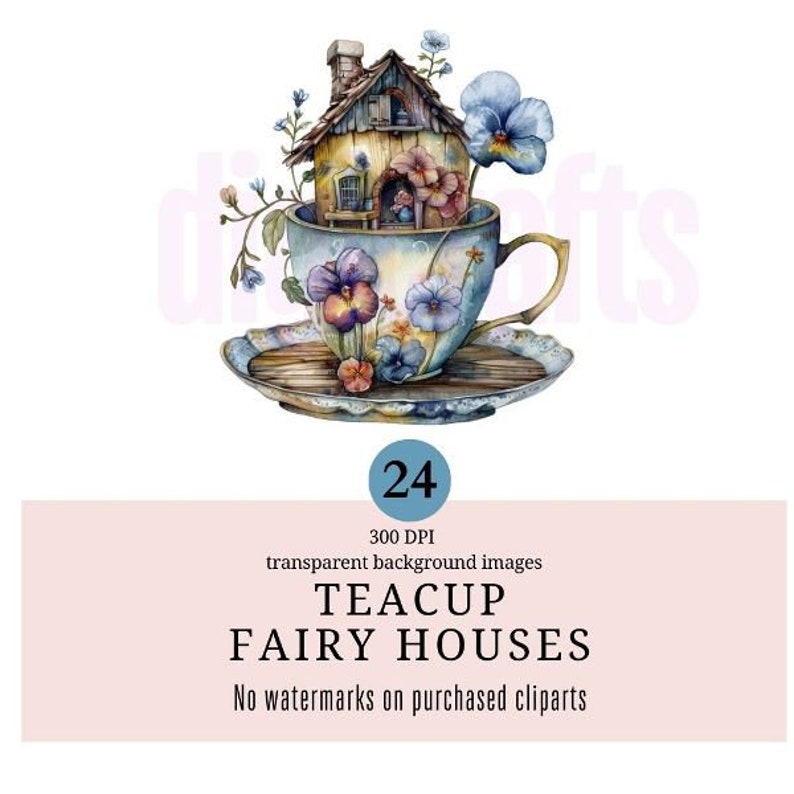 Teacup Fairy Houses Clip Art Pack, Commercial Use, Fairy Tales, Tea ...