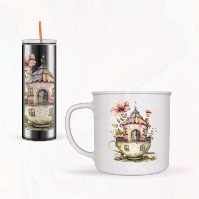 Teacup Fairy Houses Clip Art Pack, Commercial Use, Fairy Tales, Tea ...