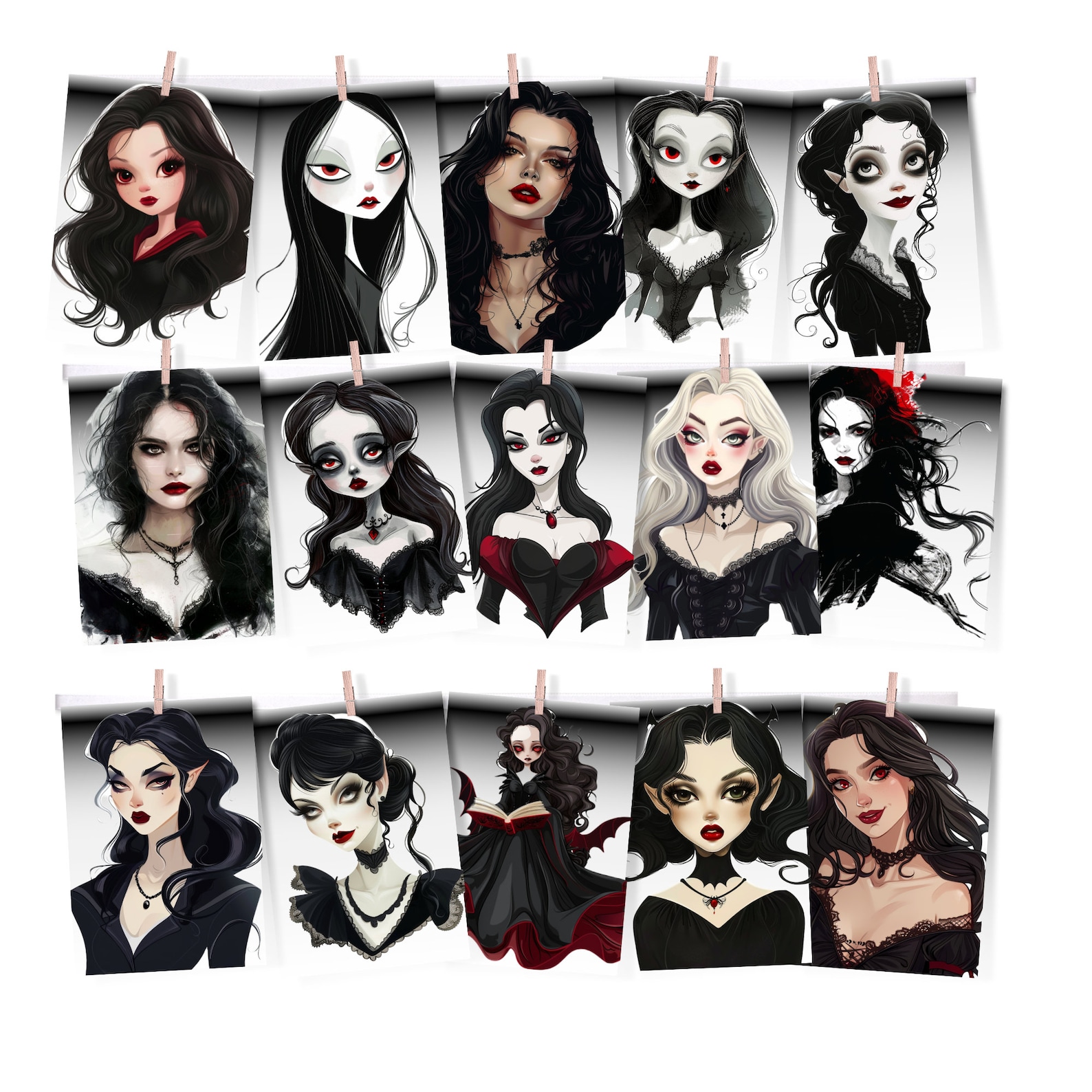 Female Vampires Clip Art Pack, Halloween Clipart, Commercial Use, PNG ...
