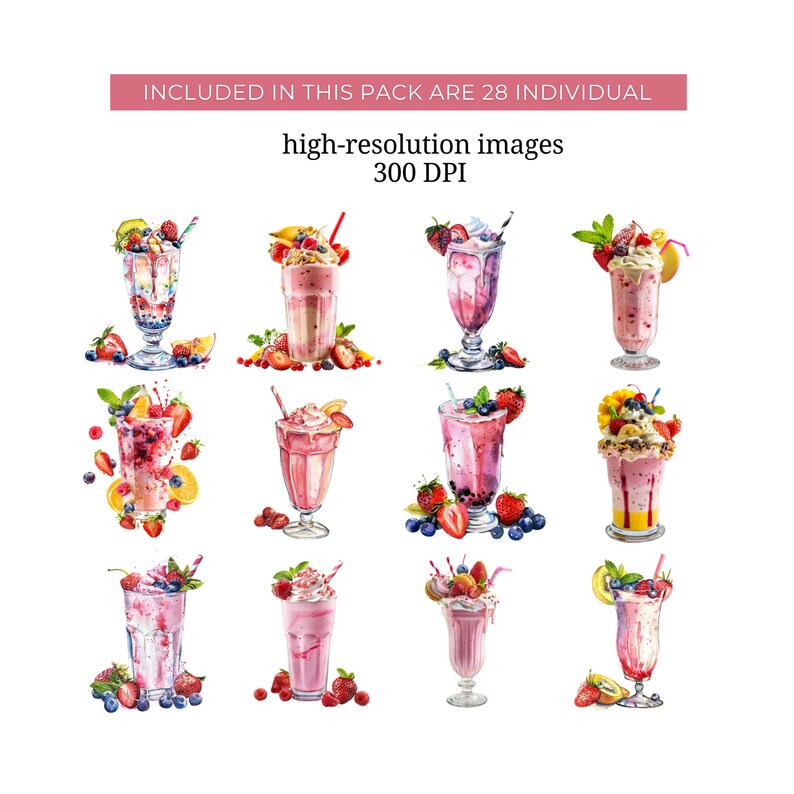 Fruity Pink Milkshakes PNG, Clip Arts for Commercial Use, Nursery Art ...