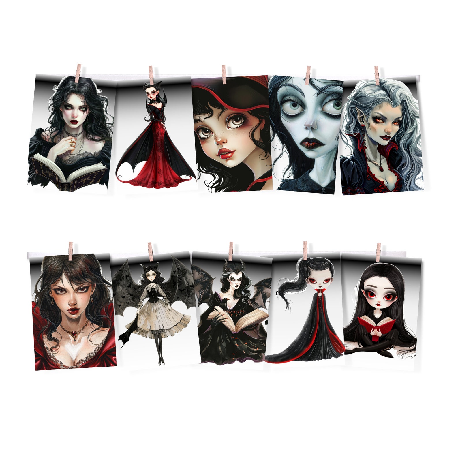 Female Vampires Clip Art Pack, Halloween Clipart, Commercial Use, PNG ...