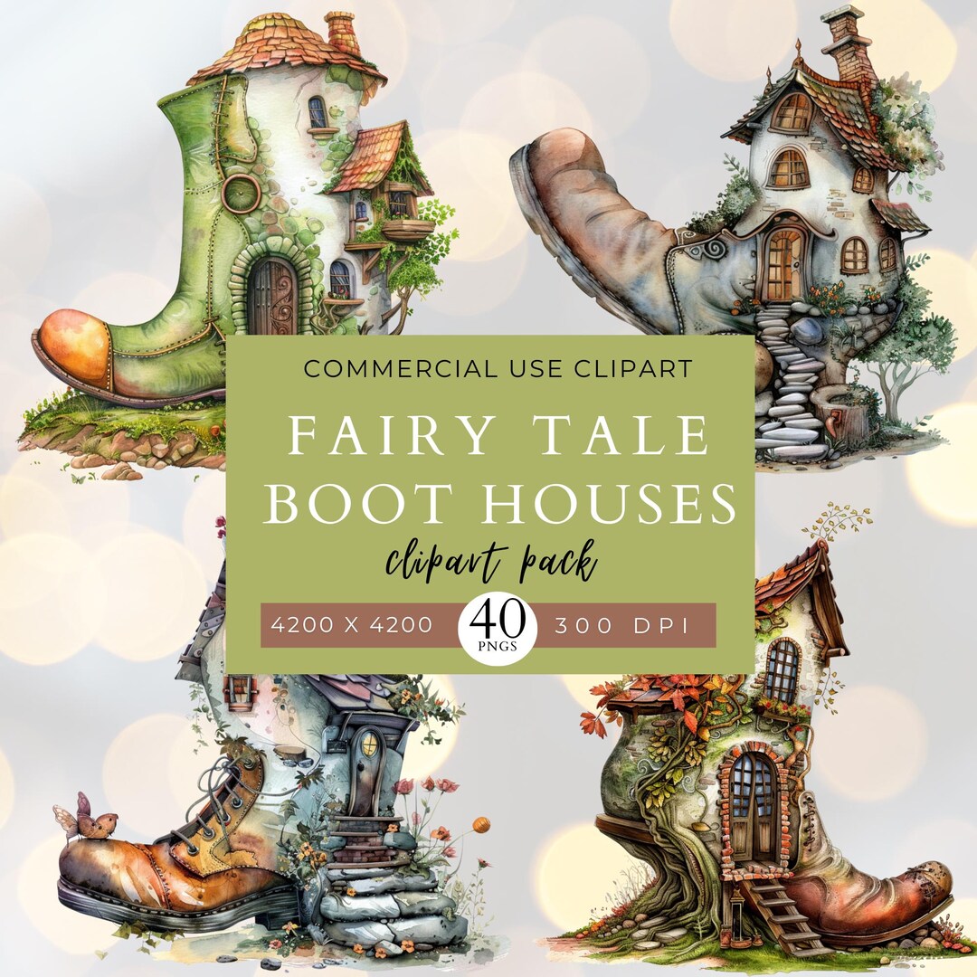 Fairy Tales Boot Houses Clip Art Pack, Commercial Use, Wall Prints ...