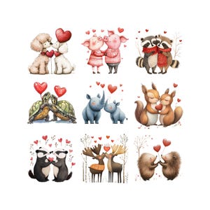 Romantic Animals Clip Art Pack, Commercial Use, Whimsical Illustrations ...
