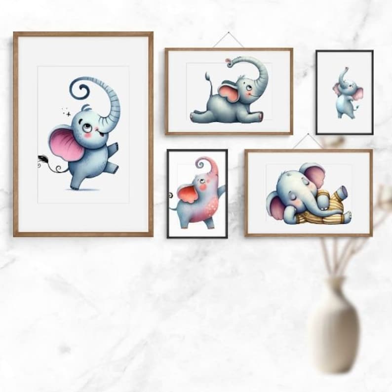 Quirky Elephant Clip Art Pack, Elephant Stickers, Whimsical, Funny ...