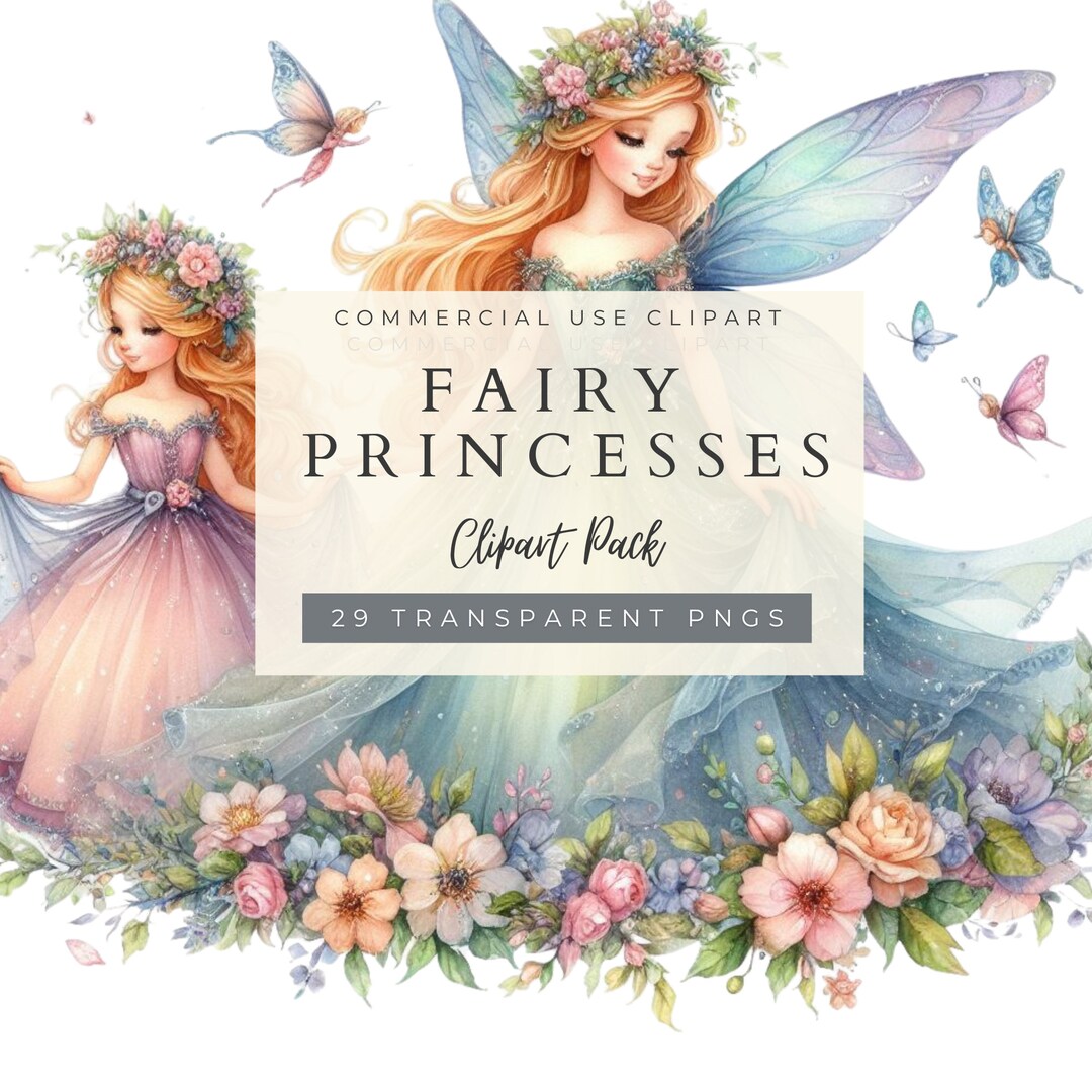 Fairy Princess Clip Art Pack, Commercial Use Clipart, Fairies, Fairy ...
