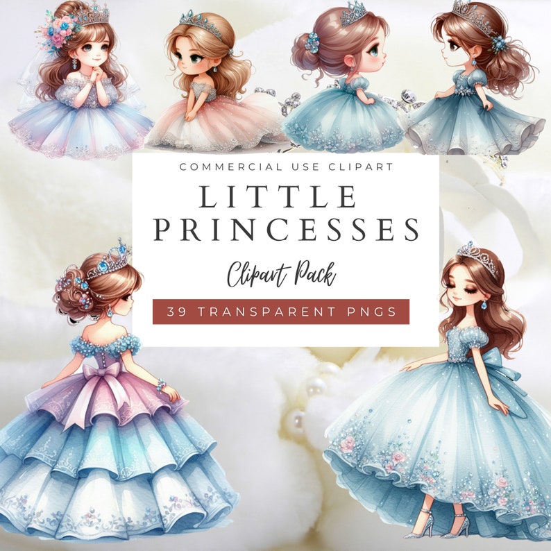 Little Princesses Clip Art Pack, Commercial Use, Fairy-tale Princess ...
