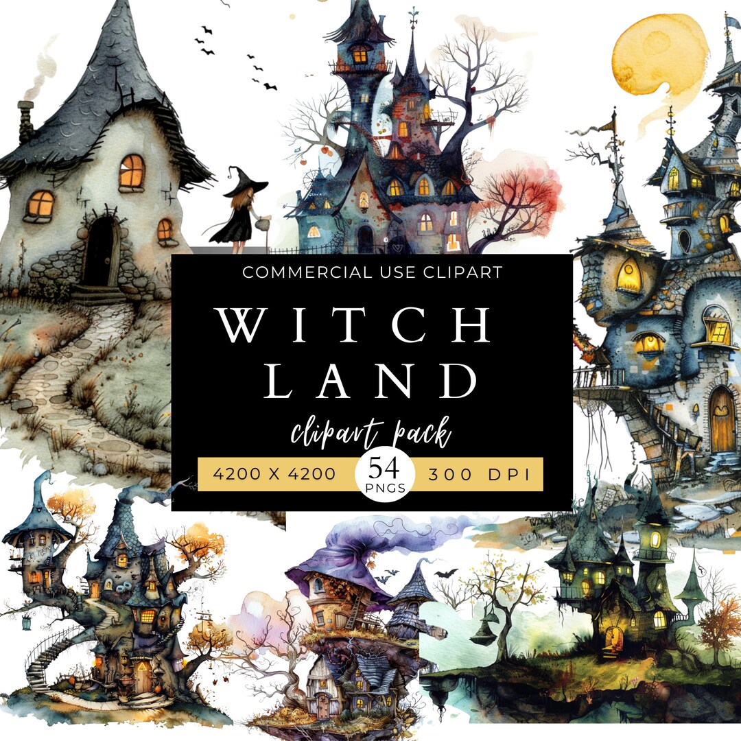 Witch Land Clip Art Pack, Commercial Use, Fairy Tales, Witches ...