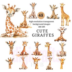 Cute Giraffes Clip Art Pack, Commercial Use, Safari Animals, Baby ...