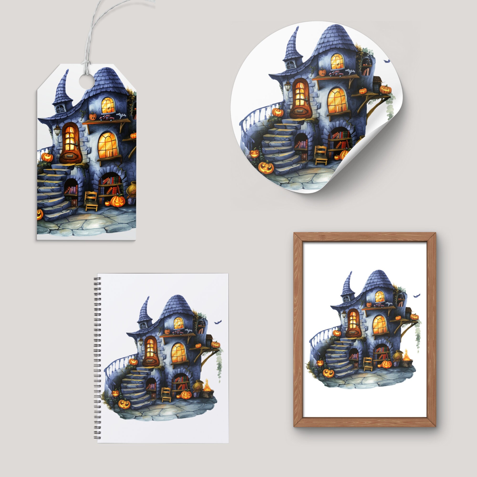 Spooky Houses Clip Art Pack, Halloween Clipart, Commercial Use, PNG ...