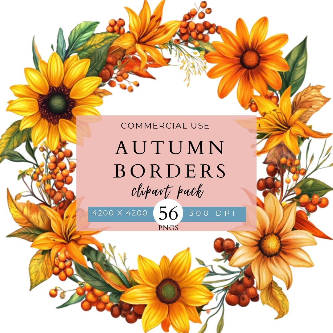 Autumn Frames and Borders Clip Art Pack, Commercial Use, Autumn Colors ...