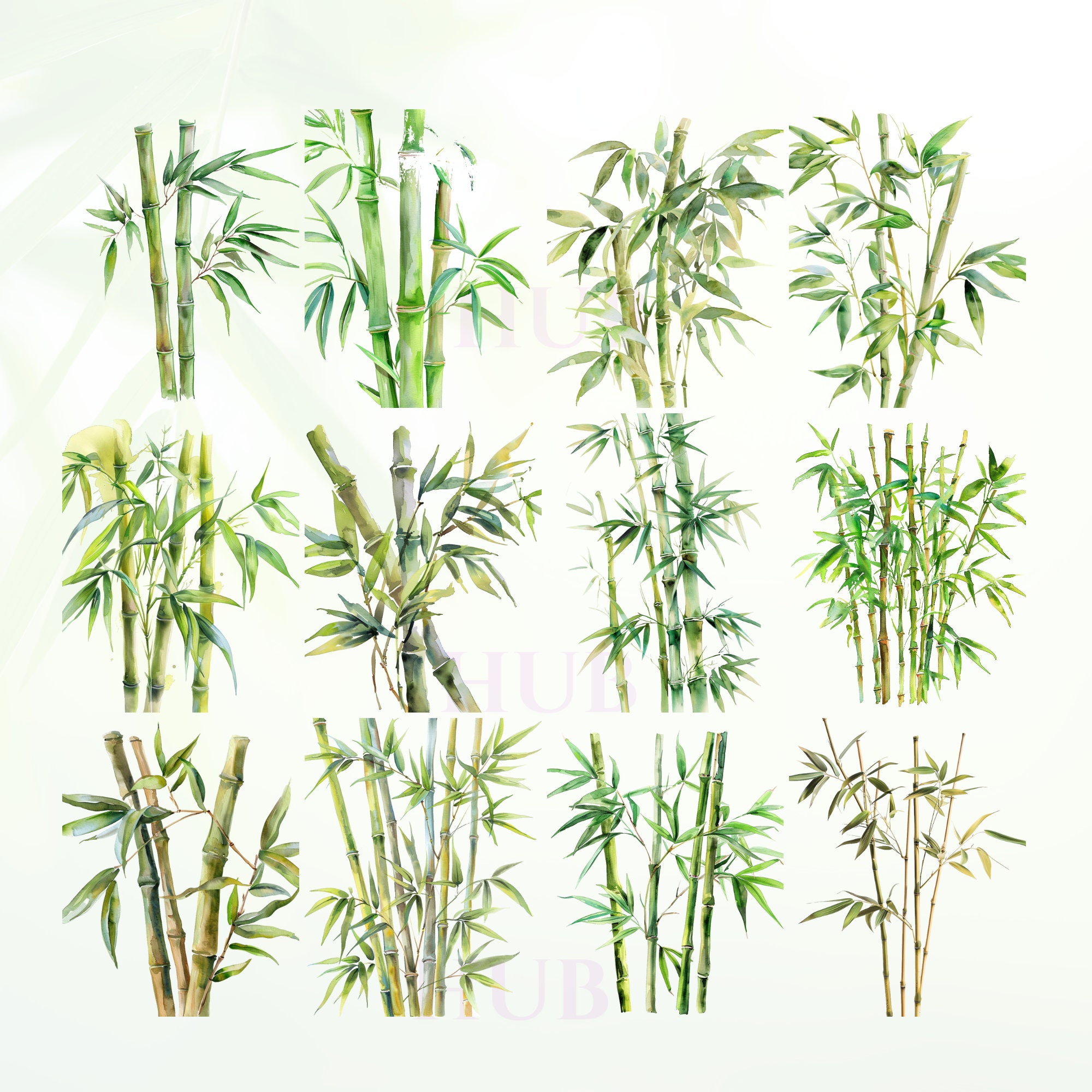 20 Bamboo Trees Clip Art Pack, Commercial Use, Tropical Theme, Nature ...