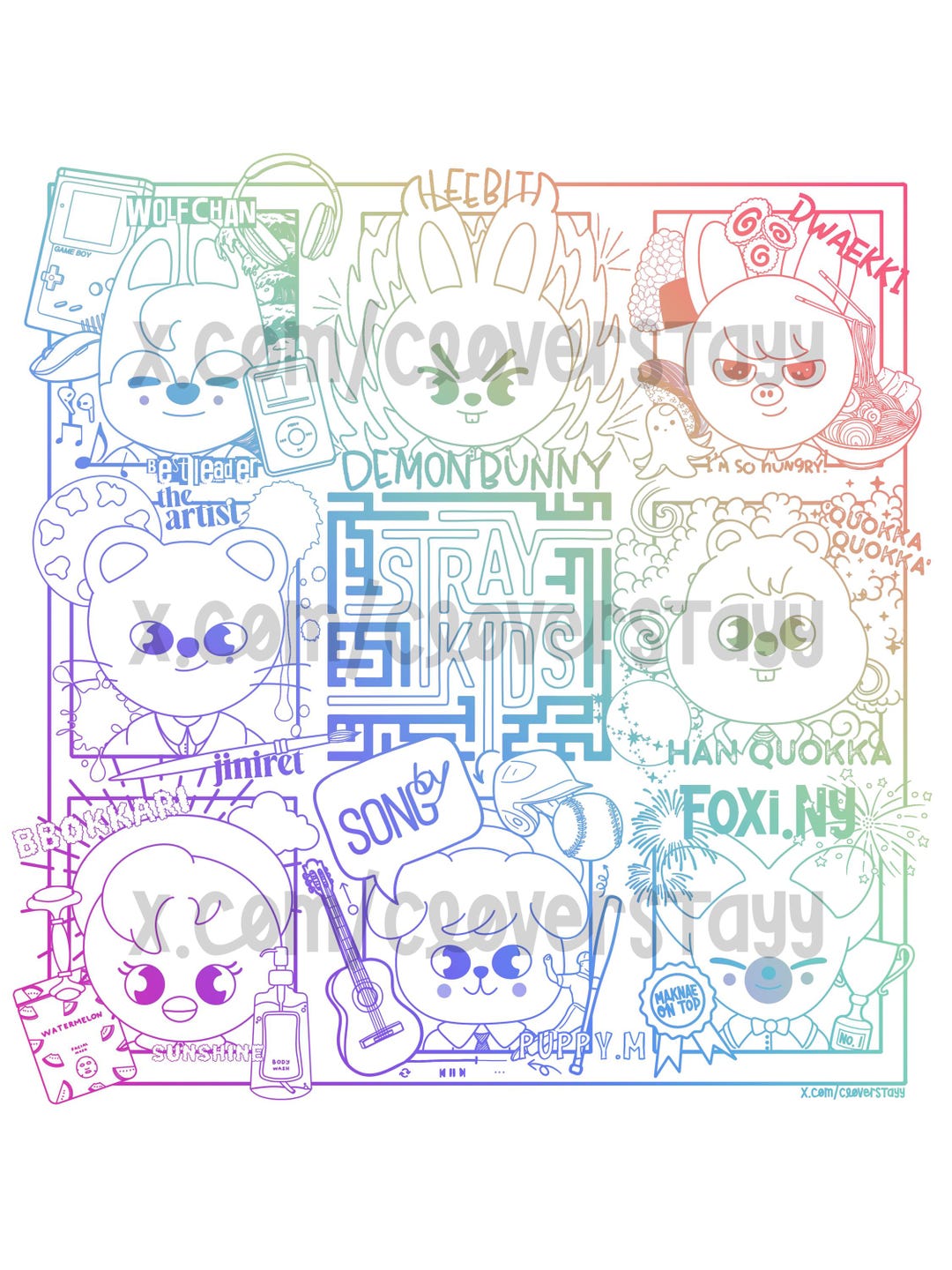 STRAY KIDS SZKOO Yearbook Coloring Page - Etsy