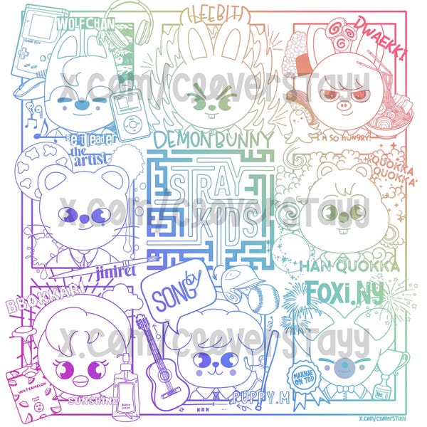 Stray Kids Coloring Pages - Etsy