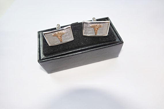 Vintage Medical Symbol Cufflinks, Caduceus Cufflinks… - Gem