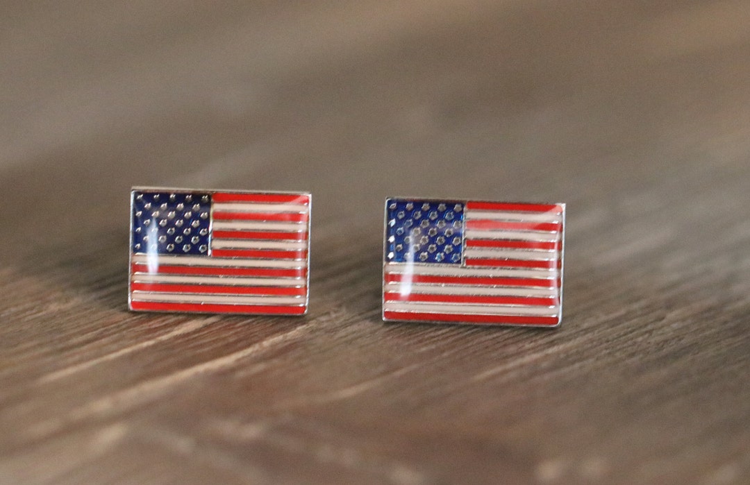 American Flag Cufflinks, USA FLAG Cuff Links Gift, American Patriotic ...