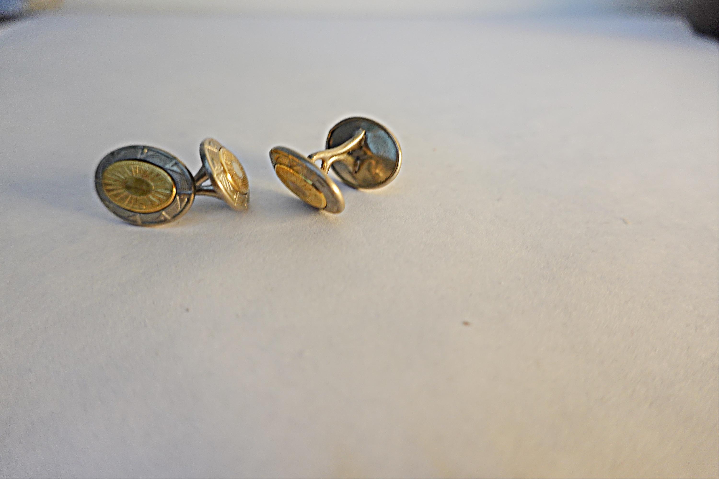 Art Deco Gold Silver Cufflinks /chain Cuff Links, Cufflinks, French ...