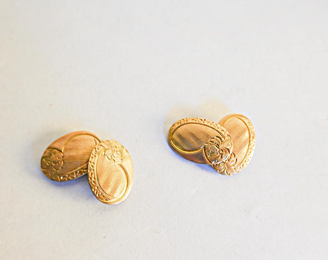 Victorian Cufflinks. 14K Gold Front Cufflinks. Antique Cufflinks. Chain ...