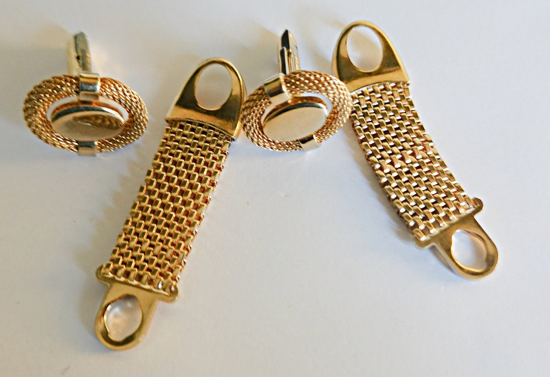 Vintage Cufflinks, Mid Century Mesh Wrap Around Cufflinks, Swank ...